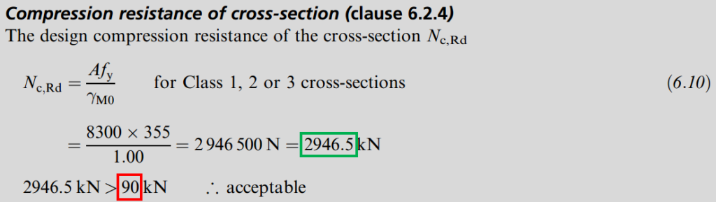 Eurocode 3. Example 6.9: Member resistance under combined major axis ...